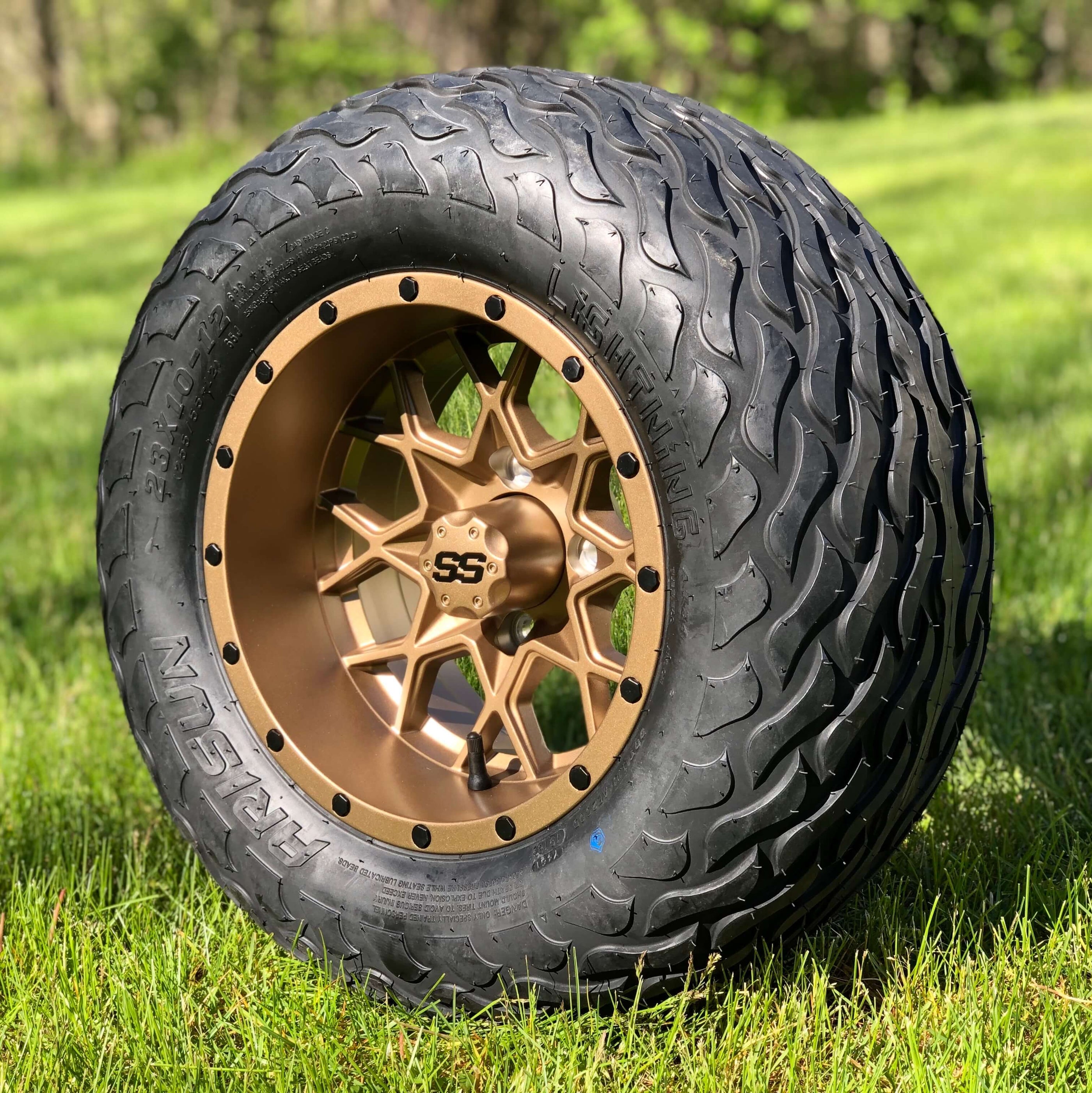 12" Matrix Matte Bronze Aluminum Golf Cart Wheels and All Terrain / Of ...
