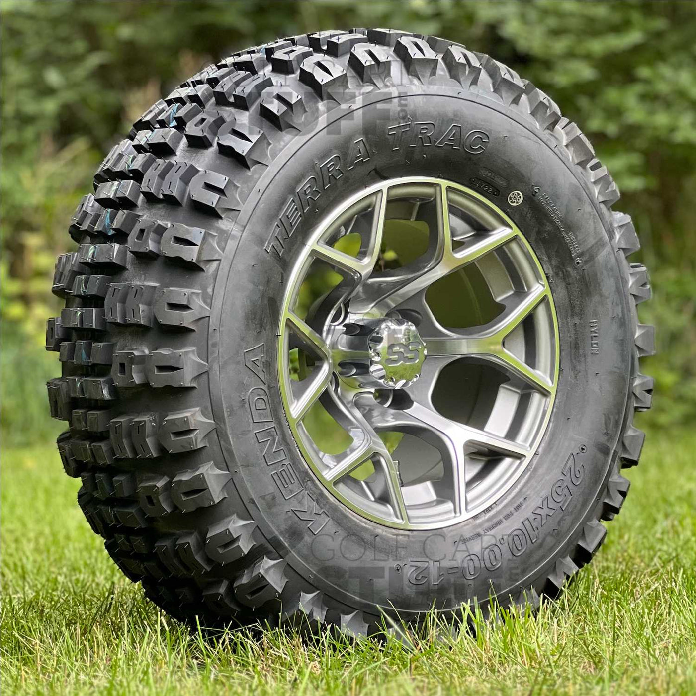 12" Golf Cart Wheels and 25x10-12 Kenda Terra Trac K502 Off Road Golf ...