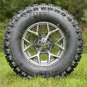 12" Golf Cart Wheels and 25x10-12 Kenda Terra Trac K502 Off Road Golf ...