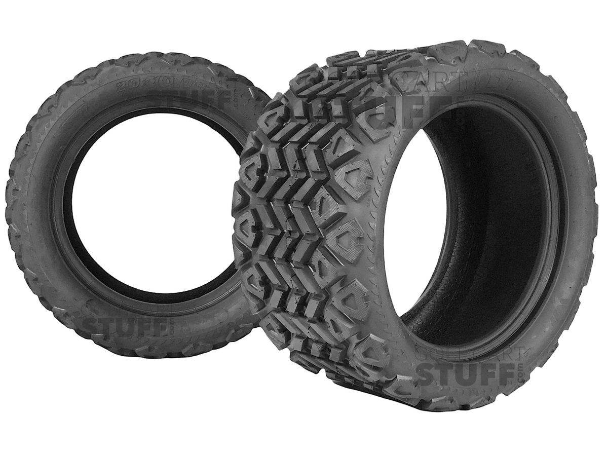 12" Rally Gunmetal Gray/Machined Golf Cart Wheels and All Terrain Tire ...