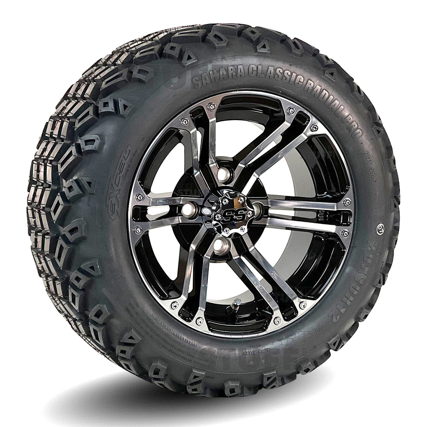 12" Terminator Black/Machined Golf Cart Wheels and All Terrain/Off Roa ...
