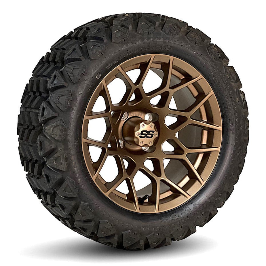 14" Apex Matte Bronze Golf Cart Wheels and All Terrain / Off-Road Tire ...