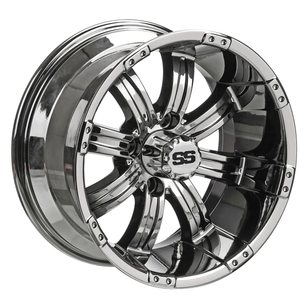 14" Tempest Chrome Golf Cart Wheels - 14"x7" ET-15 Offset ...