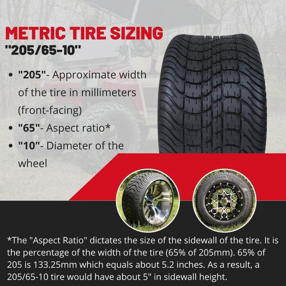 Wanda 205/65-R10 DOT Approved Steel Belted Radial Golf Cart Tires - 20 ...