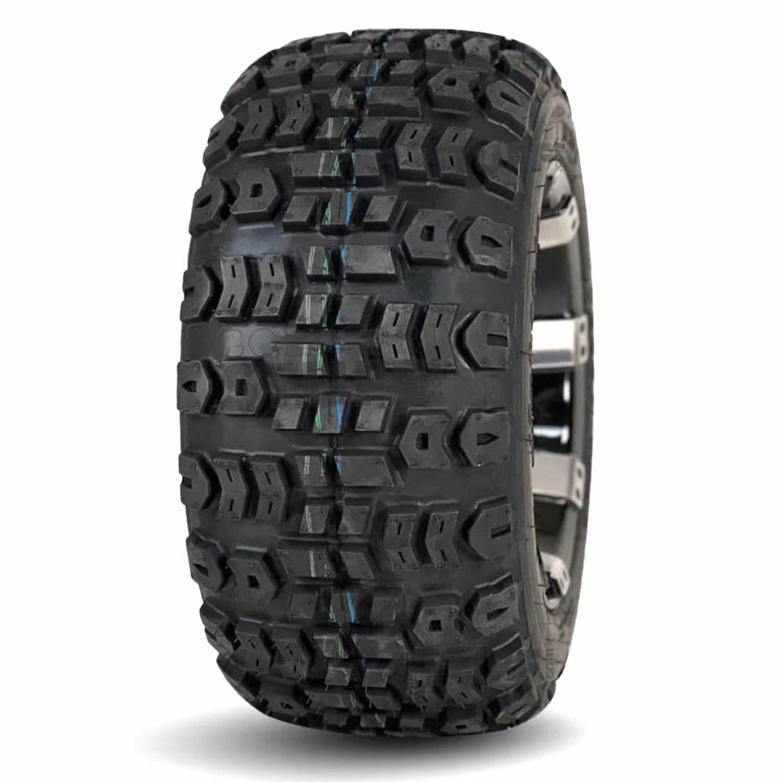 12" Rally Gunmetal Gray/Machined Golf Cart Wheels and All Terrain Tire ...