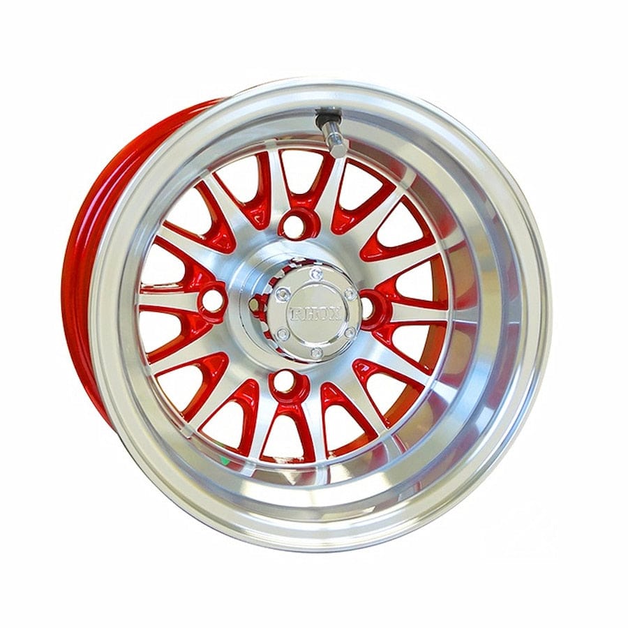 10" Phoenix Red/Machined Aluminum Golf Cart Wheel | RHOX ...