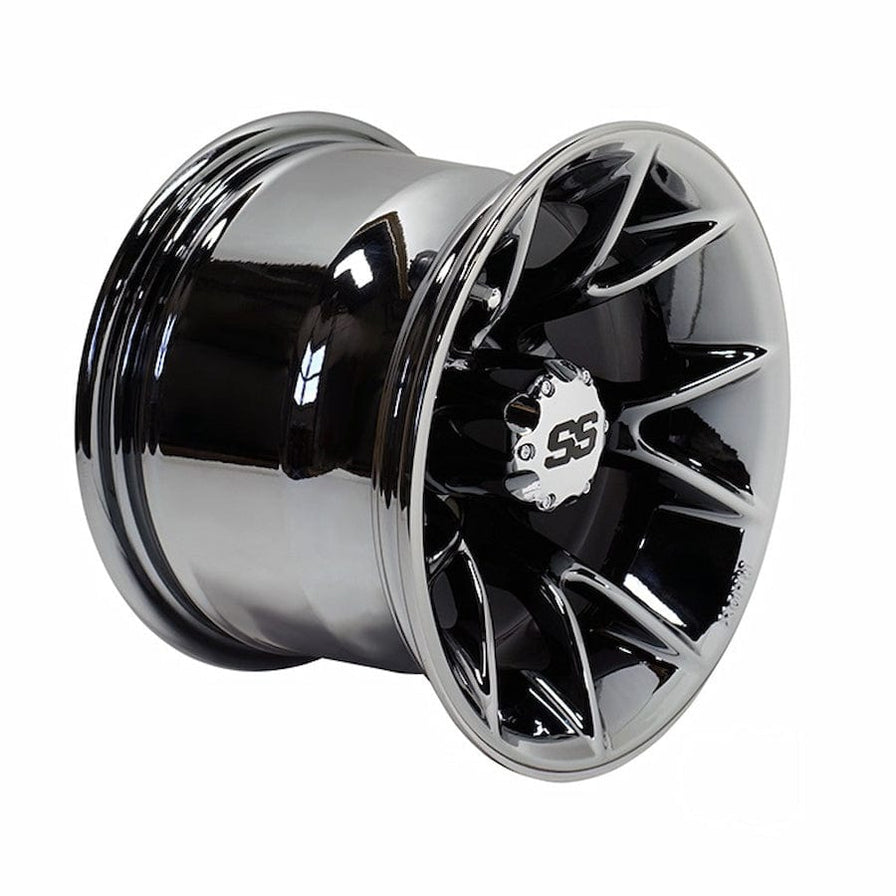 10" RX405 Black Chrome Golf Cart Wheel | RHOX® — GOLFCARTSTUFF.COM™