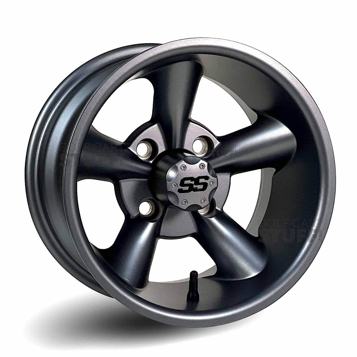 12" Godfather Matte Gunmetal Gray Golf Cart Wheels - 12"x7" ET-25 Offs ...