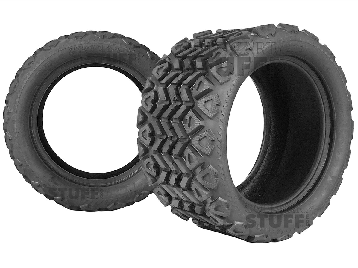 12" Spyder Black/Machined Golf Cart Wheels and All Terrain Tires Combo ...