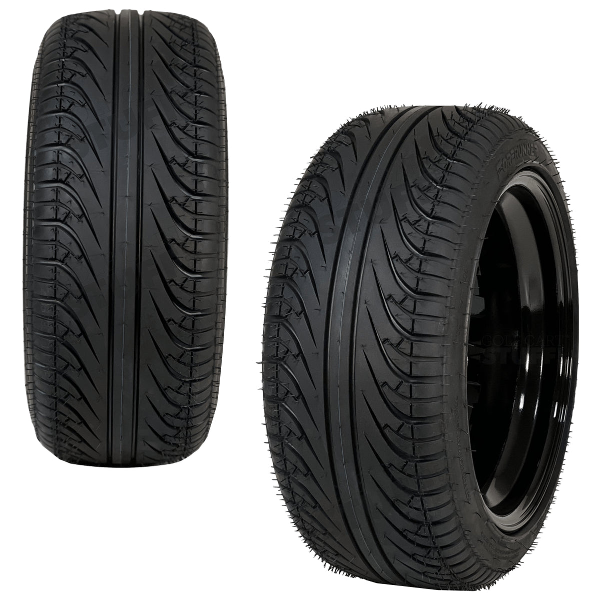 14" Godfather Gloss Black Aluminum Golf Cart Wheels and 205/30-14 Low ...