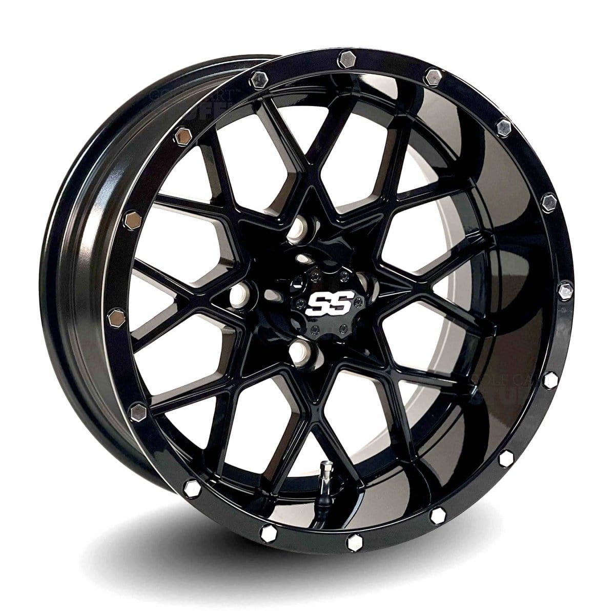 14" Matrix Gloss Black Golf Cart Wheels - 14"x7" ET-25 Offset ...