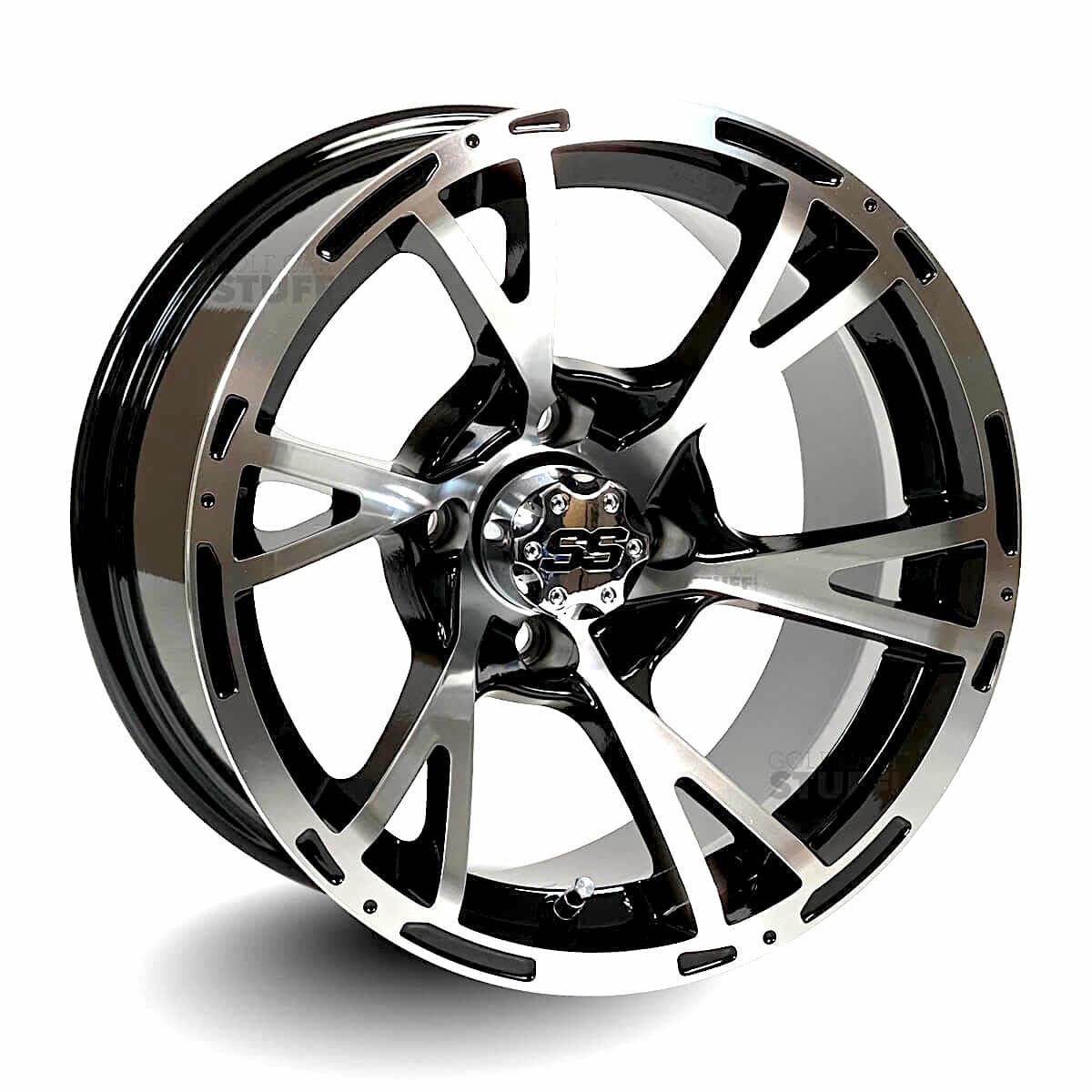 14" Ranger Black/Machined Golf Cart Wheels - 14"x7" ET-25 Offset ...