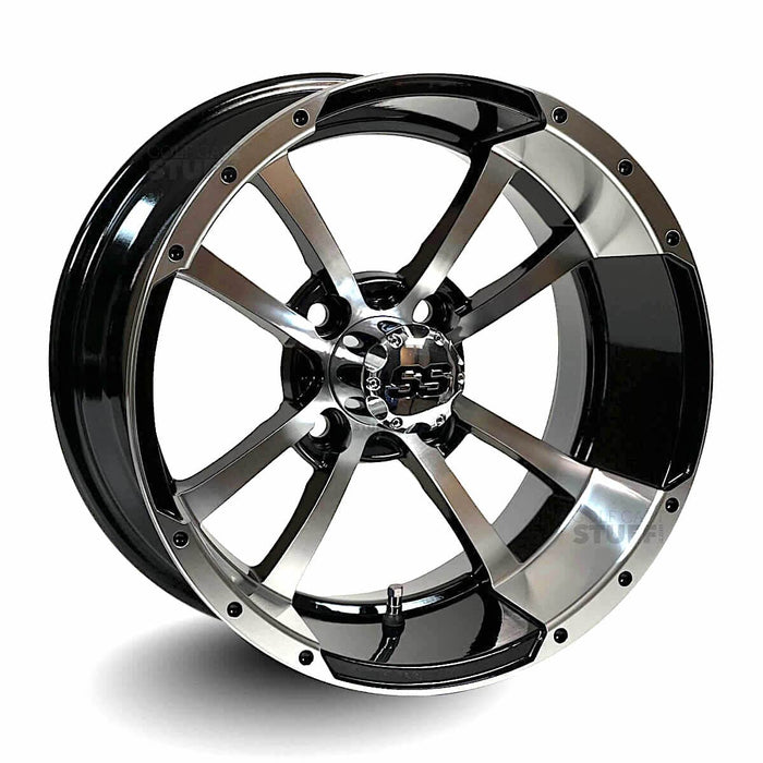 14" Storm Trooper Black/Machined Aluminum Golf Cart Wheels - 14"x7" ET ...