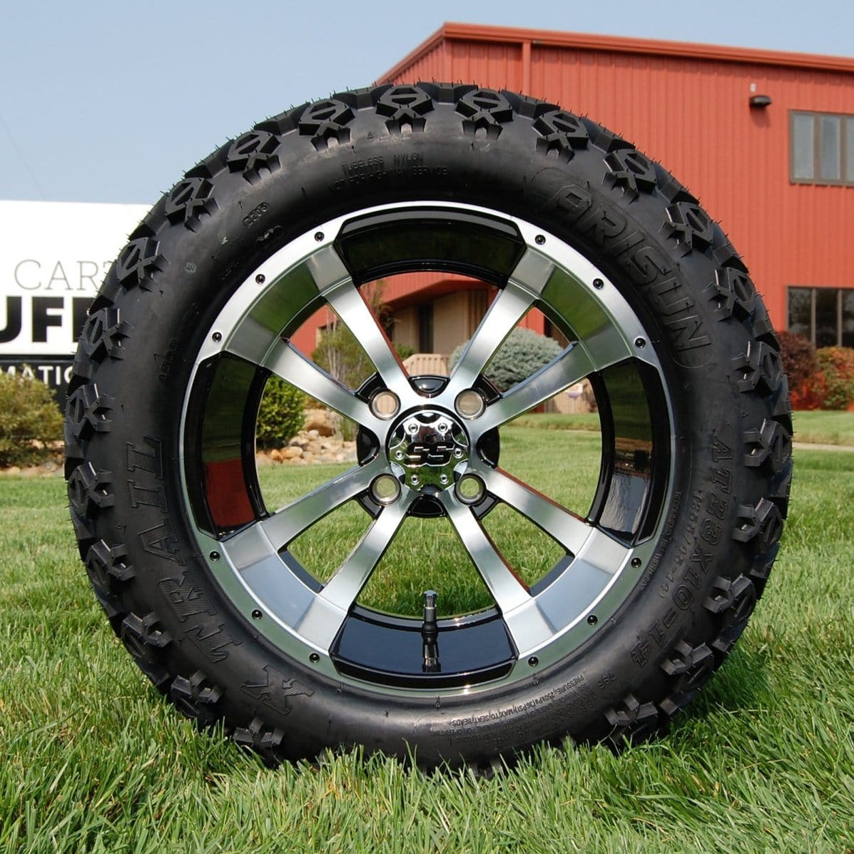 14" Storm Trooper Black/Machined Aluminum Golf Cart Wheels and 23x10-1 ...