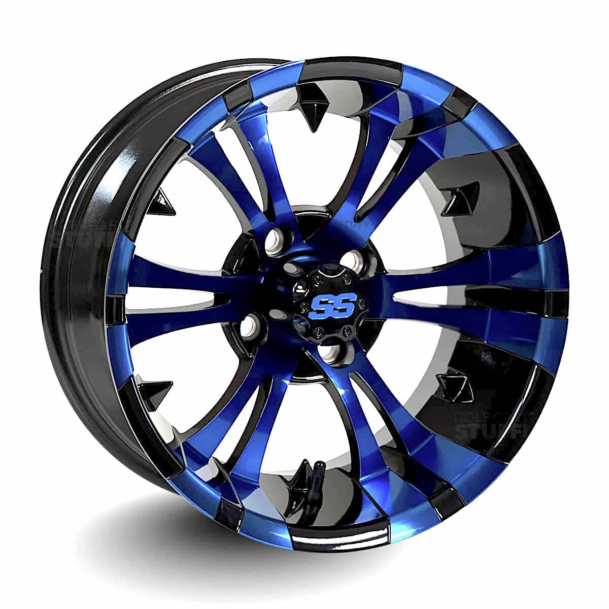 14" Vampire Black/Blue GCS™ Colorway Golf Cart Wheels - 14"x7" ET-15 O ...