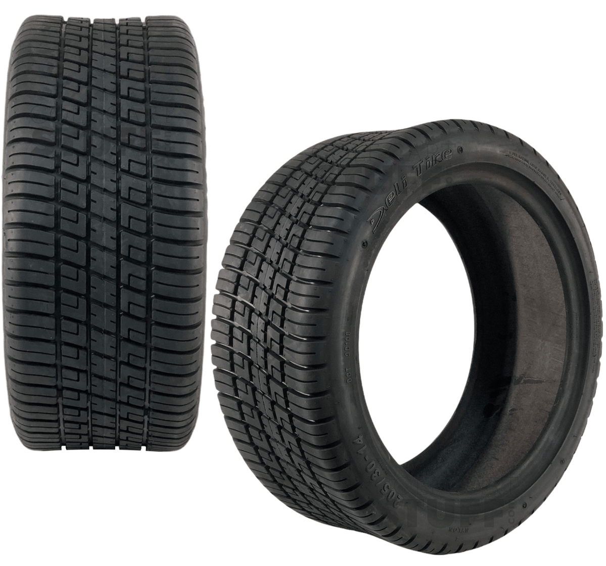 14" Voodoo Gloss Black Aluminum Golf Cart Wheels and 205/30-14 Low-Pro ...