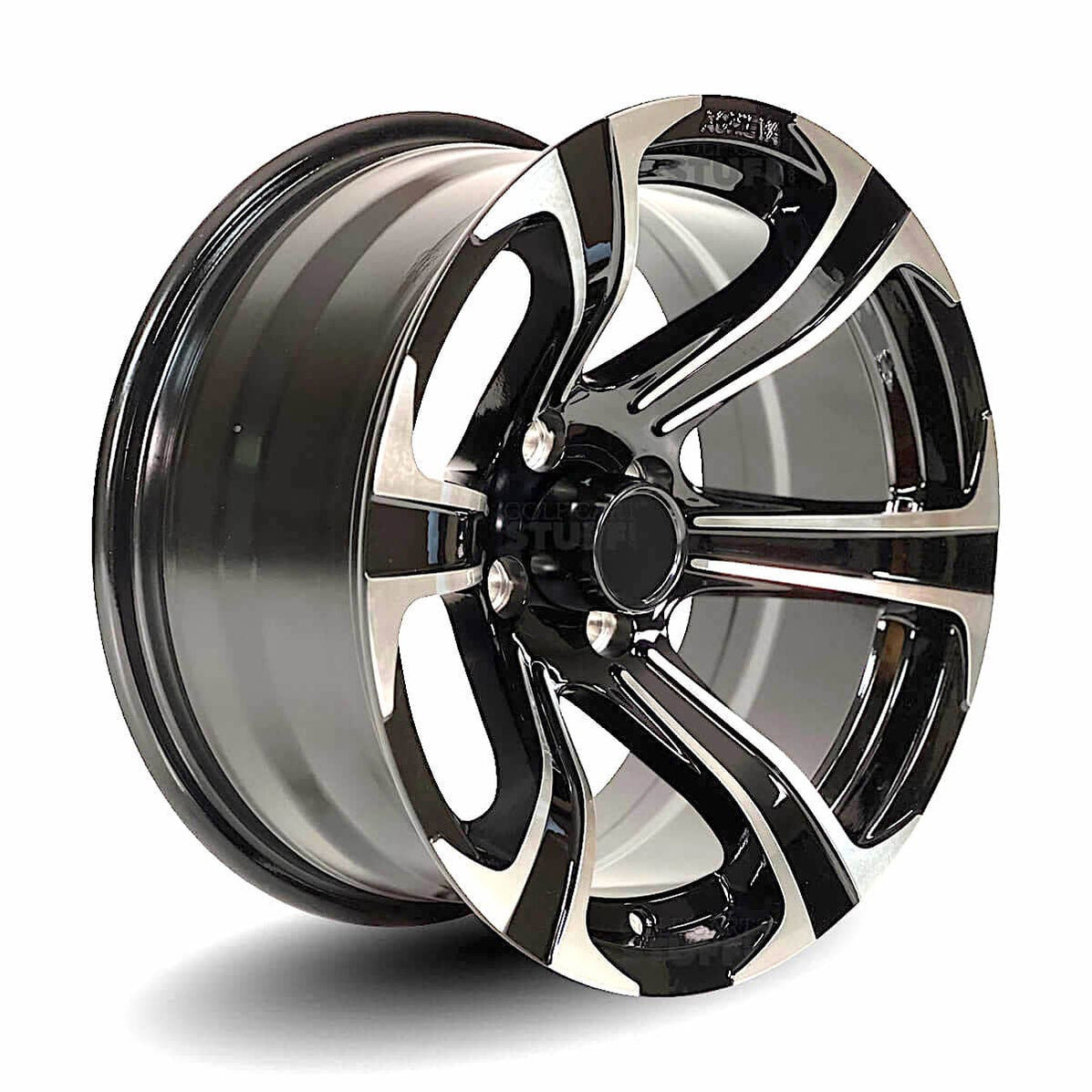 15" AR688 Armor Gloss Black & Machined Golf Cart Wheels - 15"x7" ET-25 ...