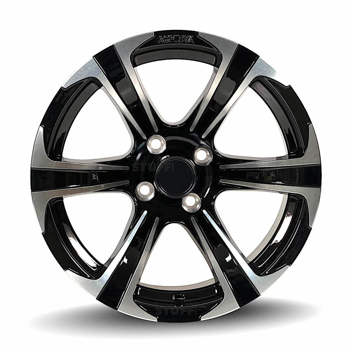 15" AR688 Armor Gloss Black & Machined Golf Cart Wheels - 15"x7" ET-25 ...