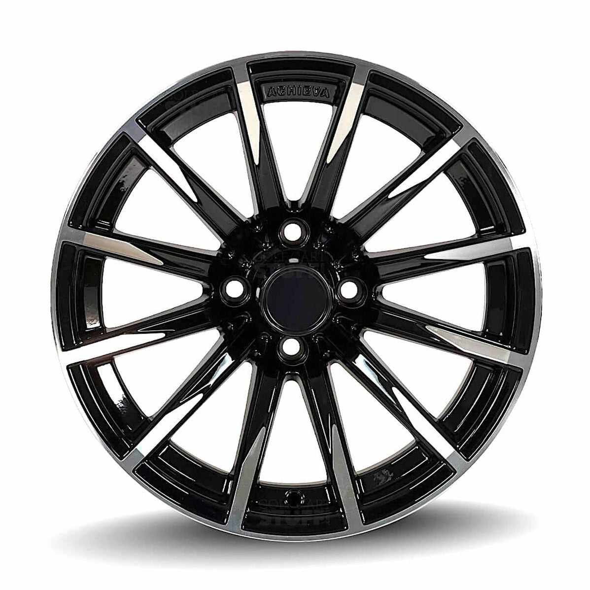 15" AR718 Sabre Gloss Black & Machined Golf Cart Wheels - 15"x6" ET-25 ...