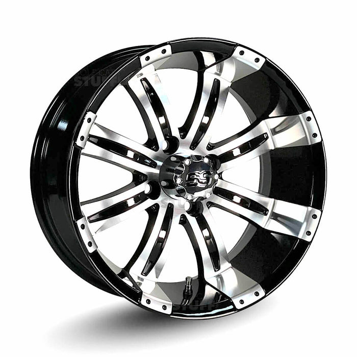 15" Tempest Gloss Black & Machined Golf Cart Wheels - 15"x7" ET-15 Off ...