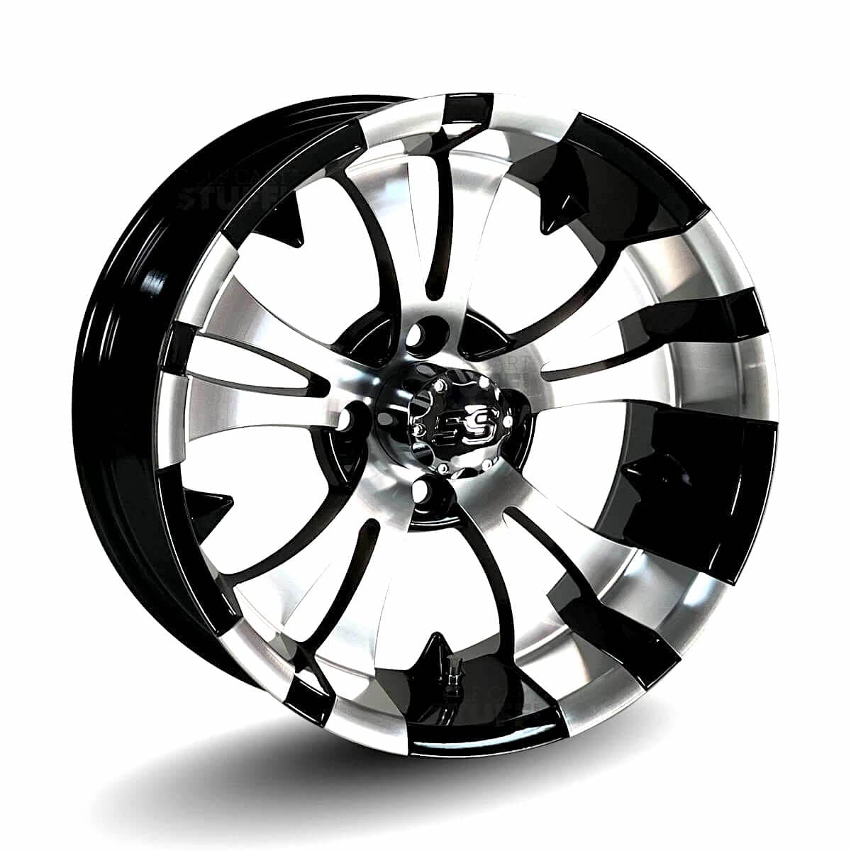 15" Vampire Gloss Black & Machined Golf Cart Wheels - 15"x7" ET-15 Off ...