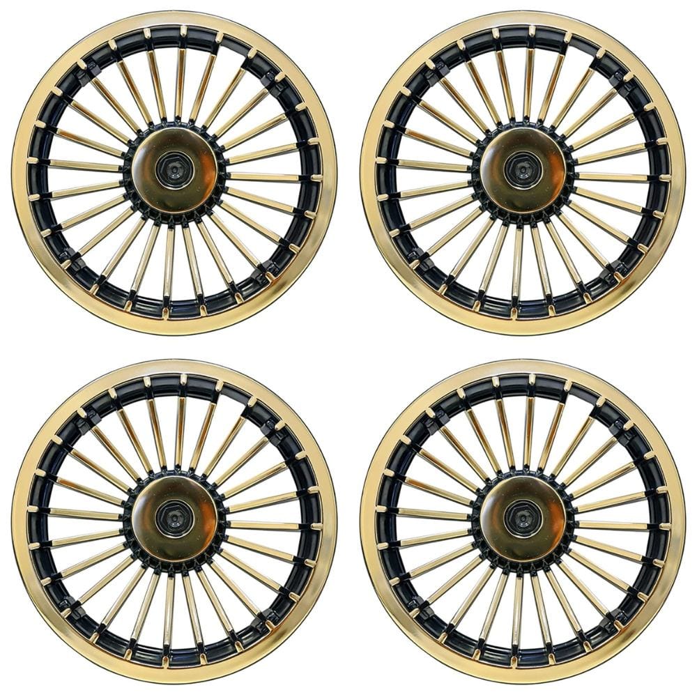Universal 8" Golf Cart Hub Cap- Turbine Black/Gold | RHOX ...
