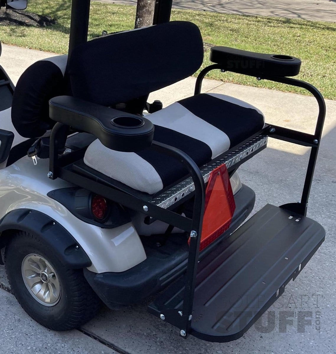 Black Golf Cart Rear Seat Cushioned Arm Rest w/ Cup Holder Set - Fits ...