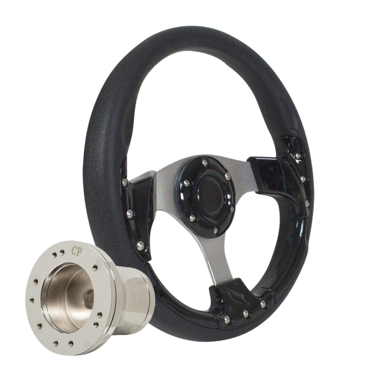 Black GTA2 Golf Cart Steering Wheel — GOLFCARTSTUFF.COM™