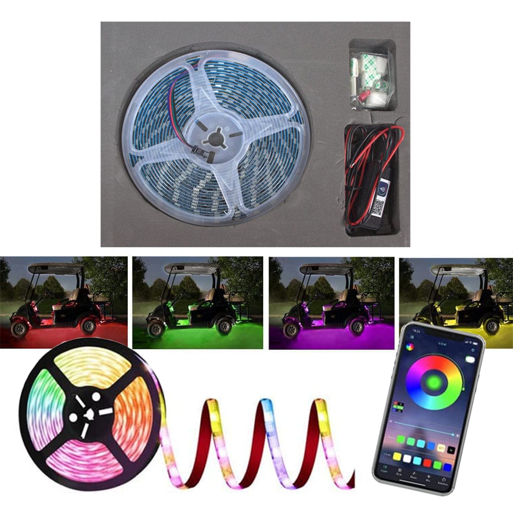 Golf Cart LED Strip Lights | Universal RGB Underglow Golf Cart Lights ...