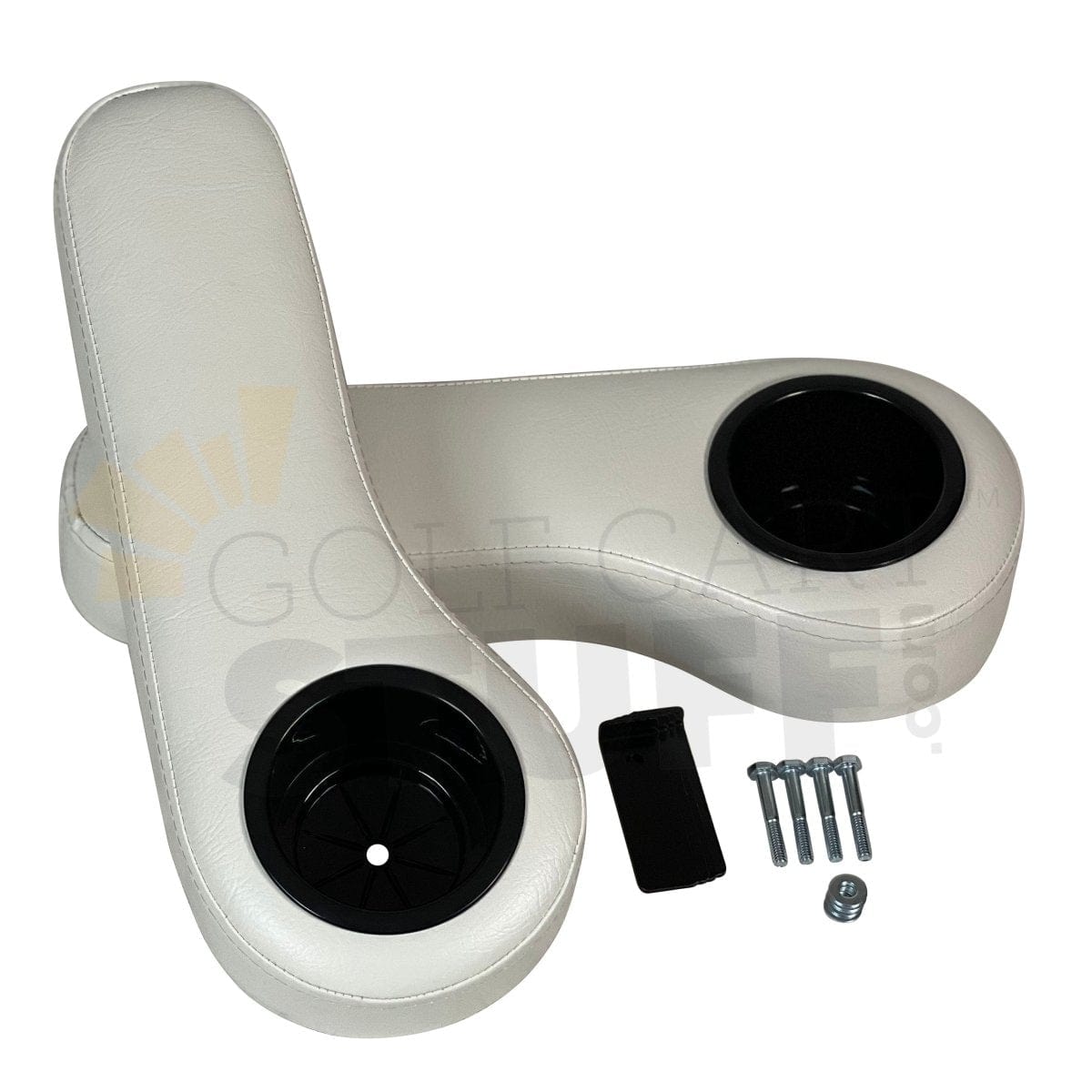 Pure White Golf Cart Rear Seat Cushioned Arm Rest w/ Cup Holder Set ...
