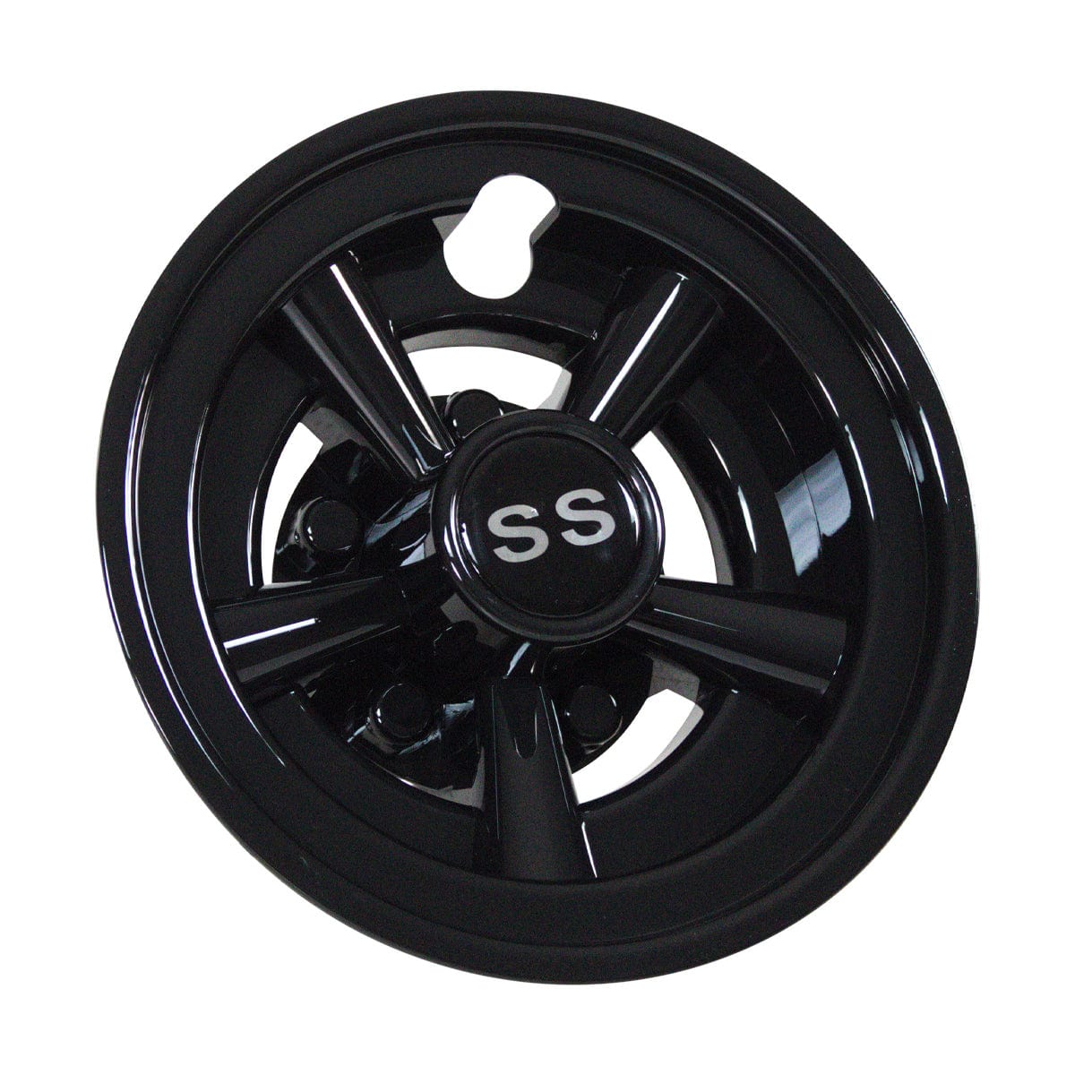 Universal 8" Black "SS" Hub Caps - Set of 4 — GOLFCARTSTUFF.COM™
