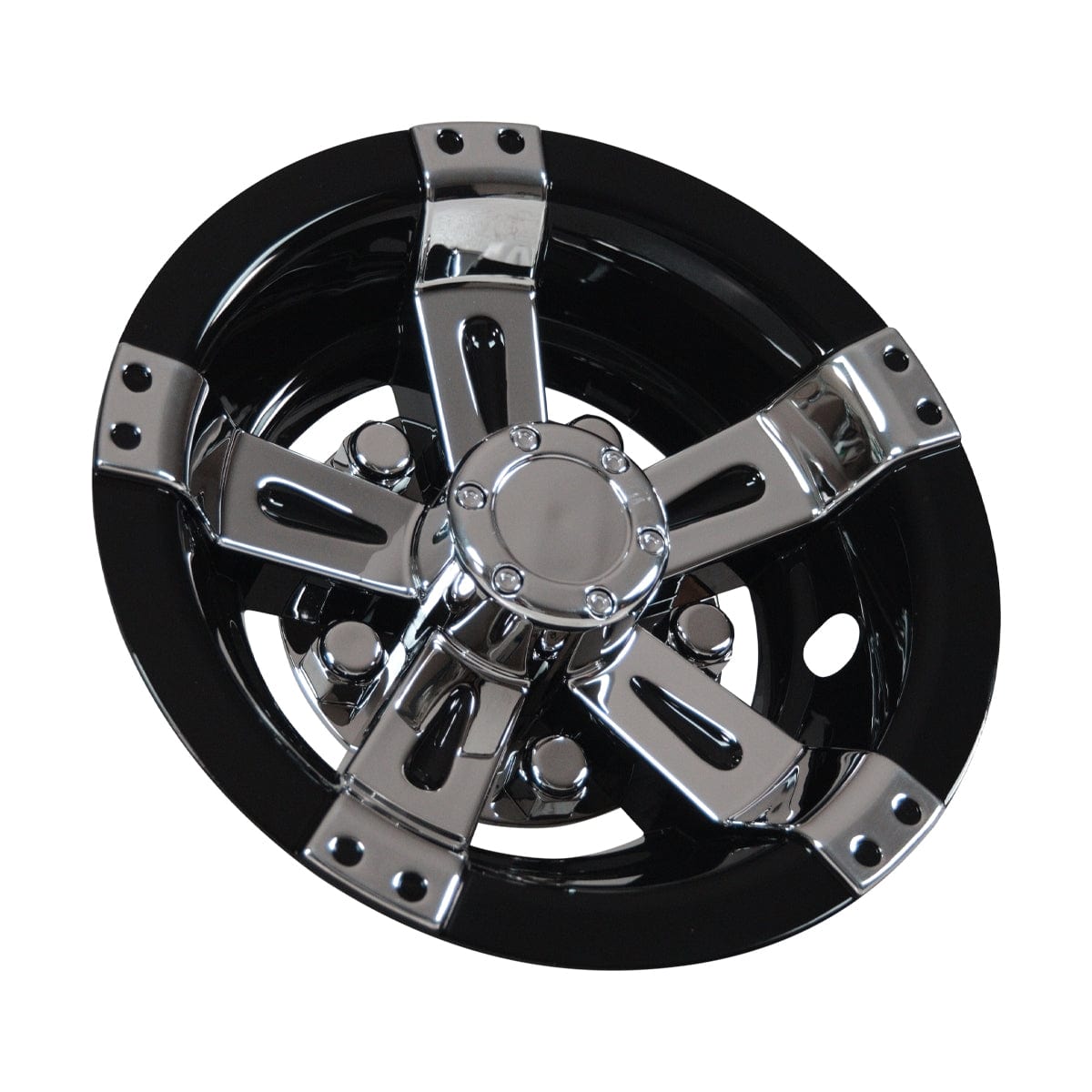 Universal 8” Chrome and Black Hub Caps - Set of 4 — GOLFCARTSTUFF.COM™