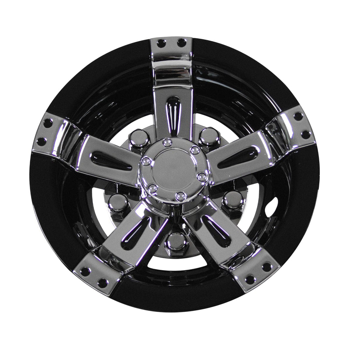 Universal 8” Chrome and Black Hub Caps - Set of 4 — GOLFCARTSTUFF.COM™