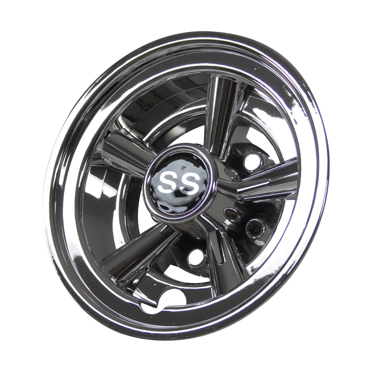 Universal 8" Chrome "SS" Hub Caps - Set of 4 — GOLFCARTSTUFF.COM™