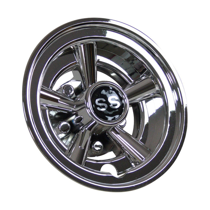 Universal 8" Chrome "SS" Hub Caps - Set of 4 — GOLFCARTSTUFF.COM™