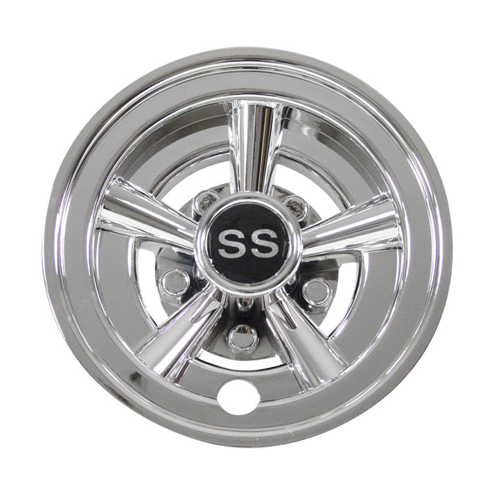 Universal 8" Chrome "SS" Hub Caps - Set of 4 — GOLFCARTSTUFF.COM™